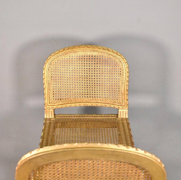 French Gilt Cane bench Louis XVI Style For Sale at 1stDibs