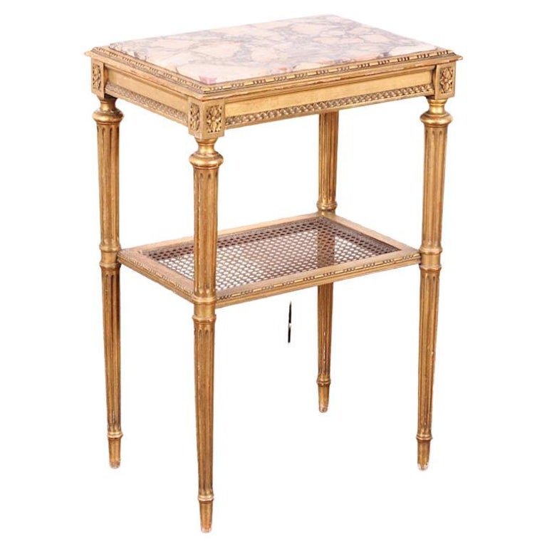 French Gilt + Carved Louis XVI Side Table For Sale at 1stDibs