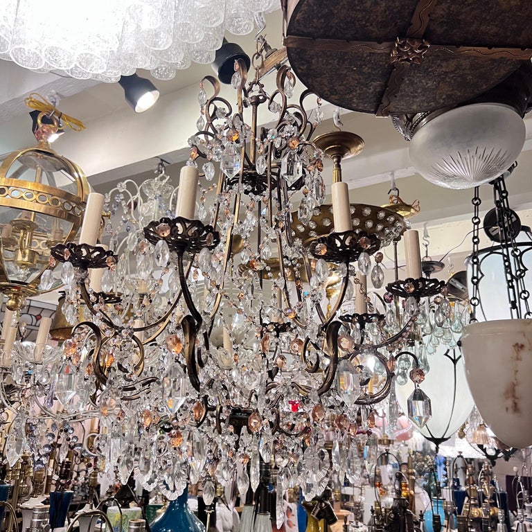 French Gilt Chandelier with Crystals For Sale at 1stDibs