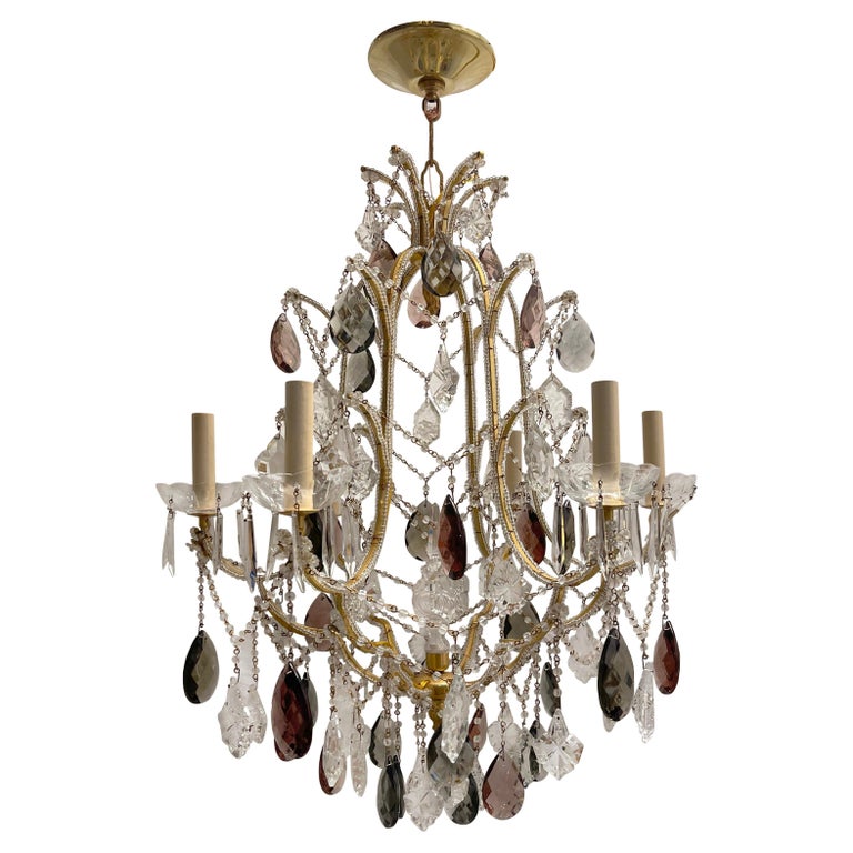 French Gilt Chandelier with Crystals For Sale at 1stDibs
