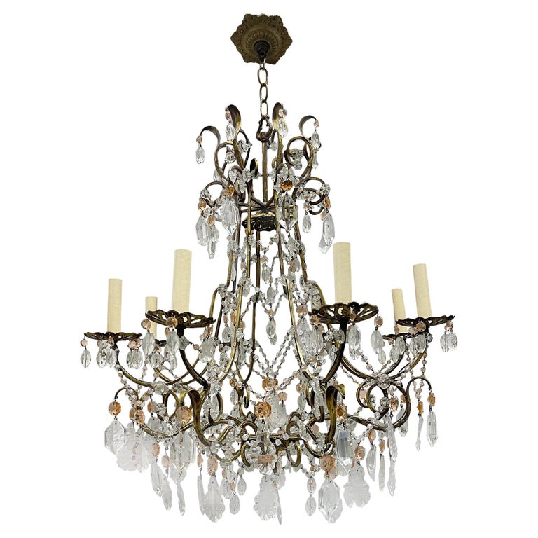 French Gilt Chandelier with Crystals For Sale at 1stDibs