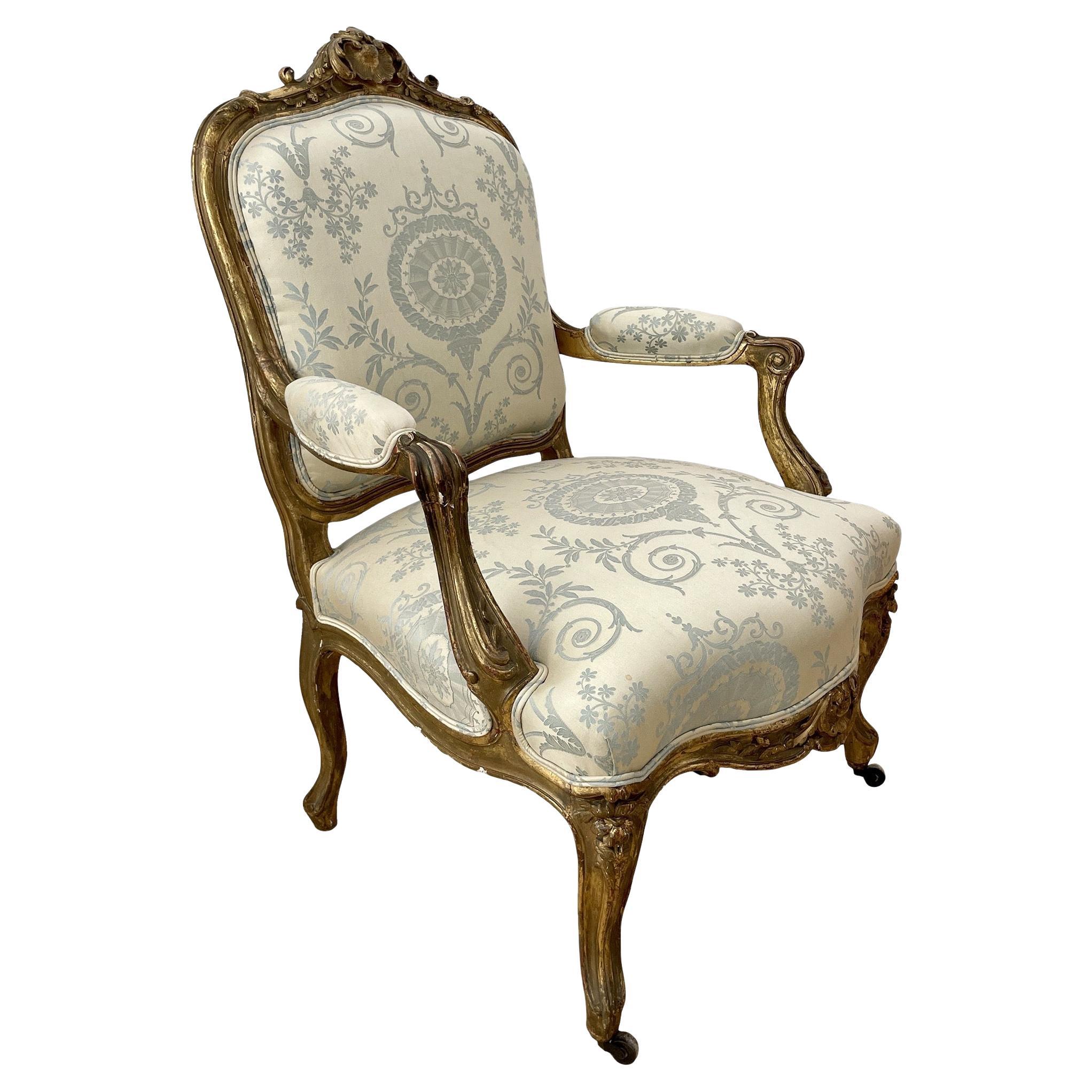 French Louis Xv Fauteuils Chairs In Original Finish And Fabric Set Of