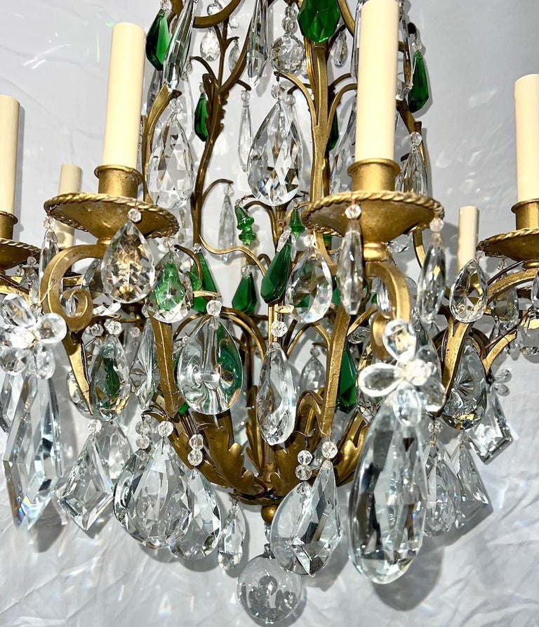French Gilt Metal Chandelier with Crystal Pendants For Sale at 1stDibs