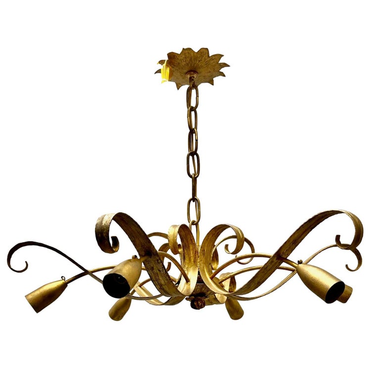 French Gilt Metal Light Fixture For Sale at 1stDibs