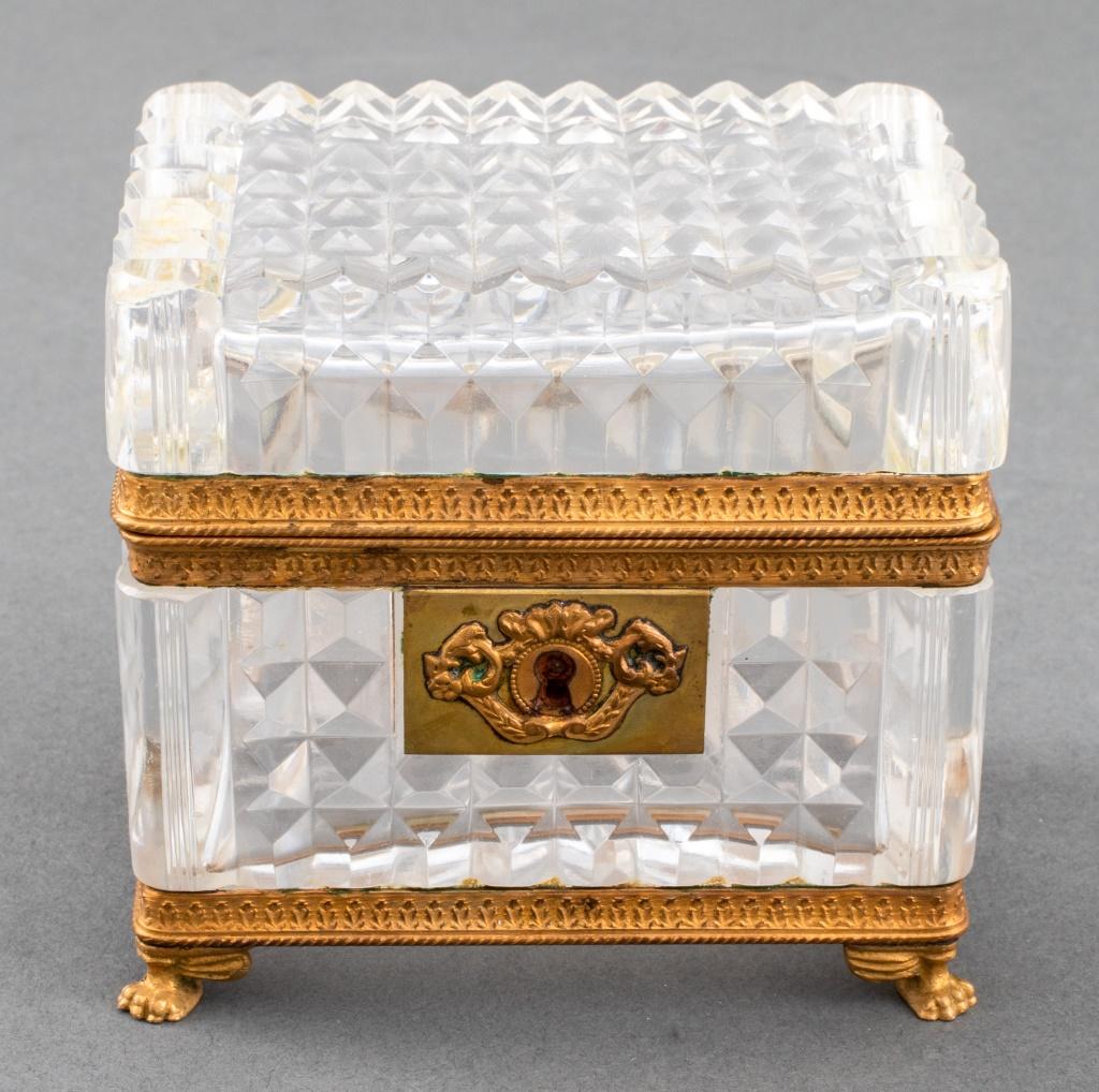 French Gilt Metal Mounted Cut Glass Box at 1stDibs