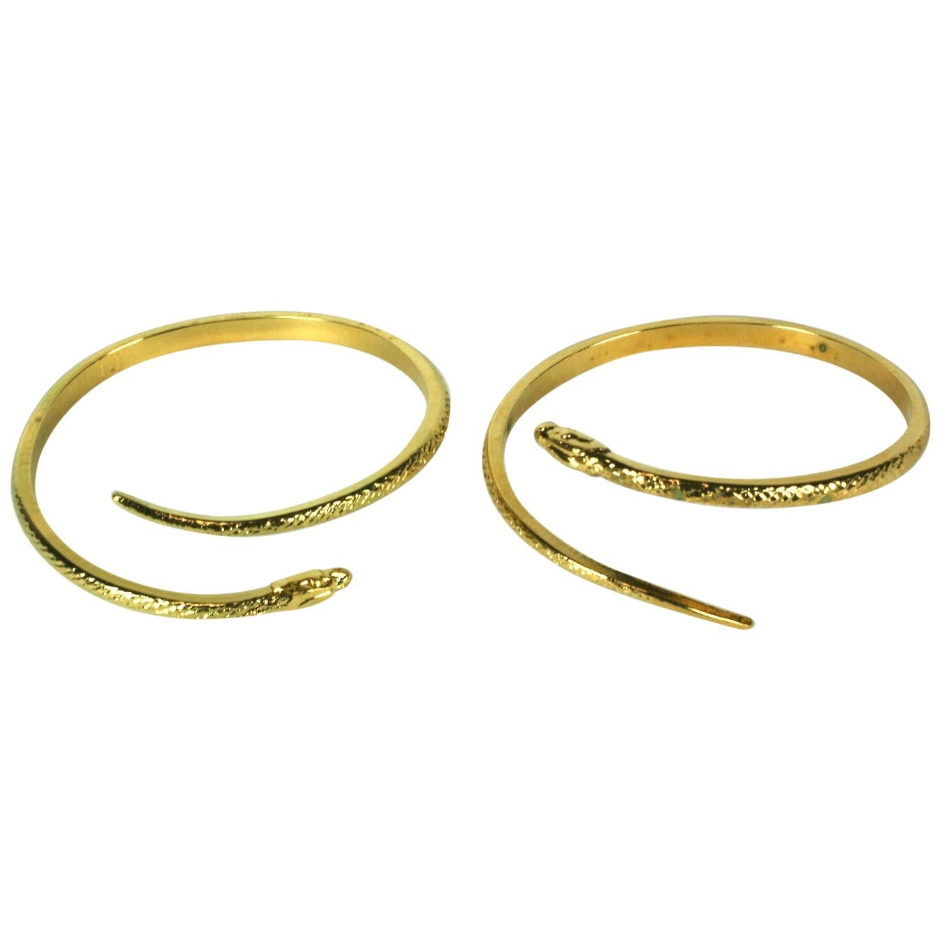 Gold Snake Bangle with Ruby Eyes at 1stDibs