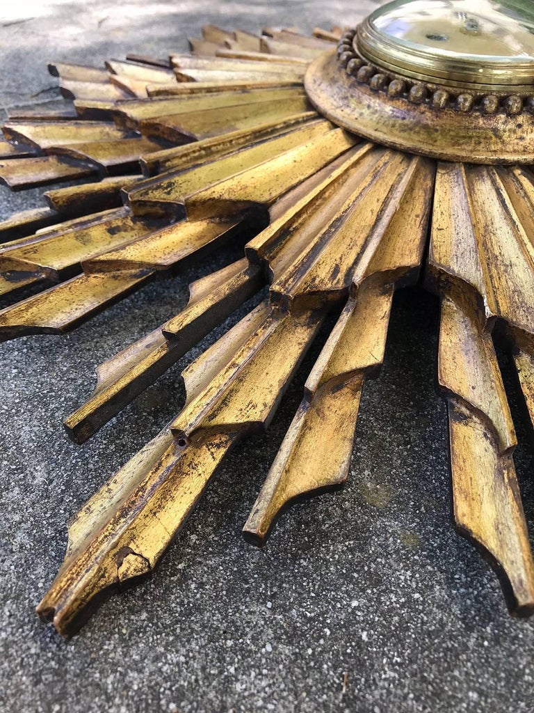 French Giltwood Starburst Clock circa 1900 at 1stDibs