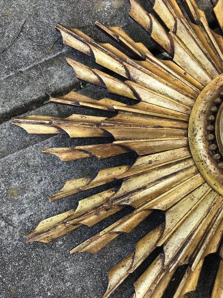 French Giltwood Starburst Clock circa 1900 at 1stDibs