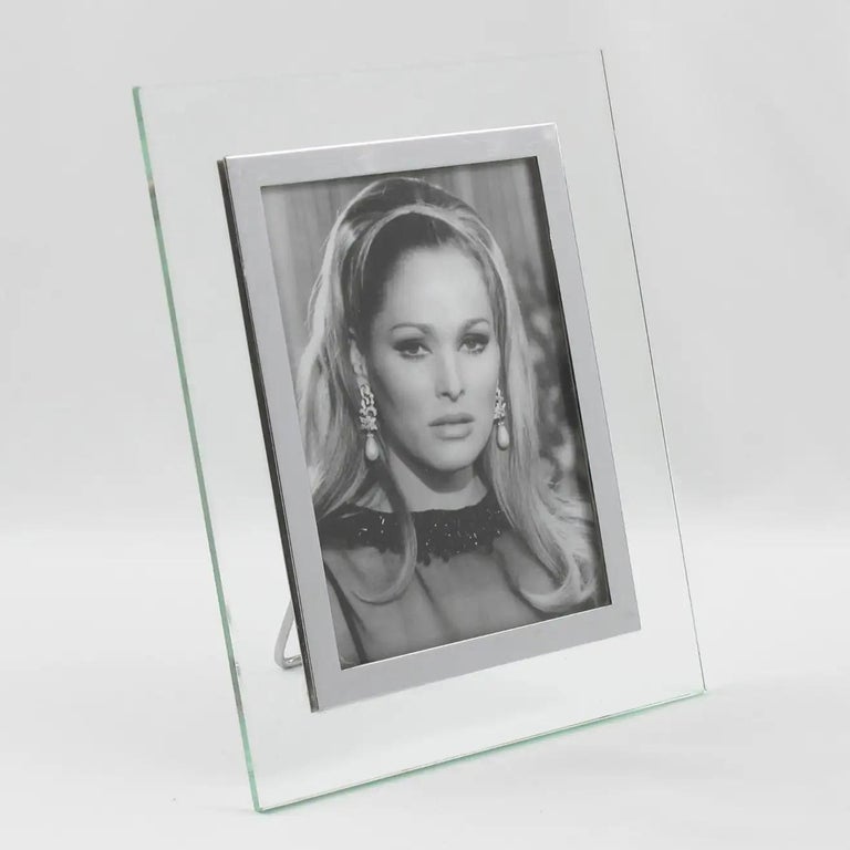 French Glass and Chrome Picture Frame, 1940s For Sale at 1stDibs