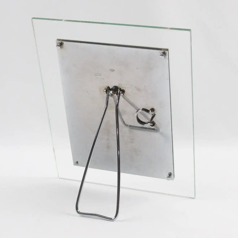 French Glass and Chrome Picture Frame, 1940s For Sale at 1stDibs