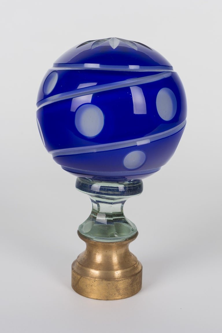 French Glass Boule d'Escalier or Newel Post Finial at 1stDibs