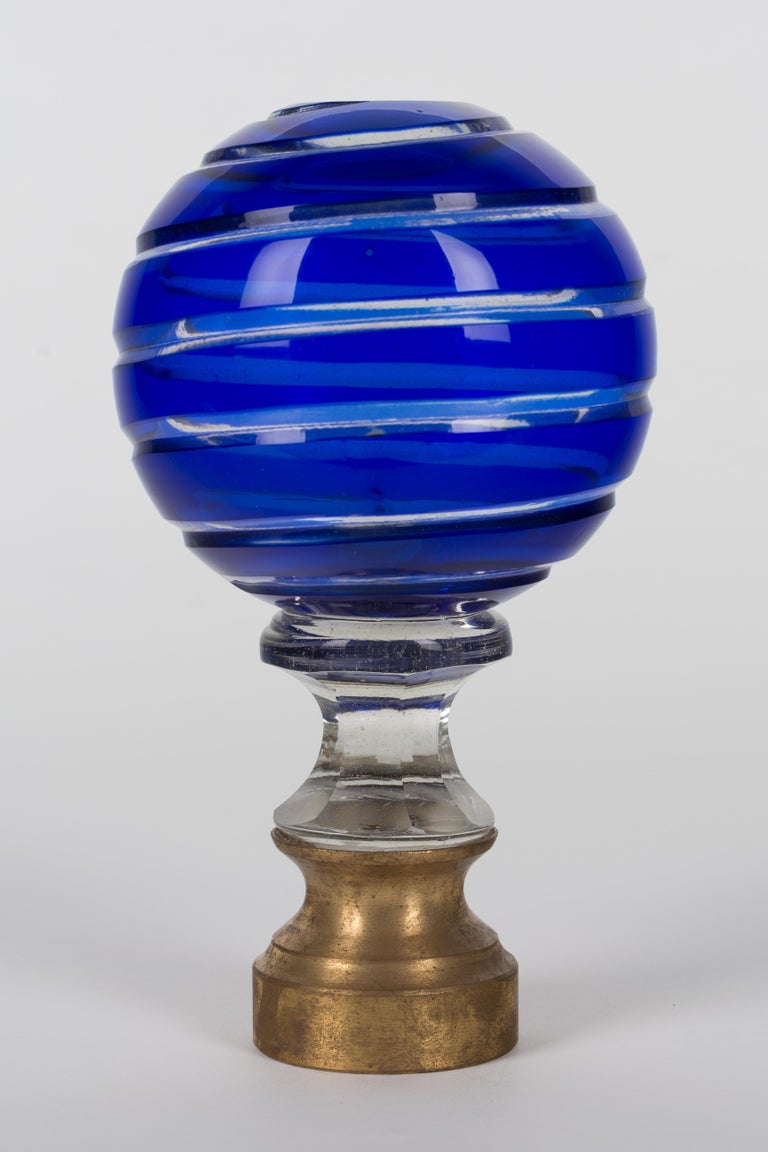 French Glass Boule d'Escalier or Newel Post Finial at 1stDibs
