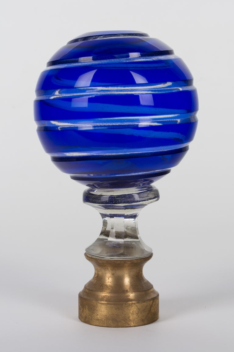 French Glass Boule d'Escalier or Newel Post Finial at 1stDibs