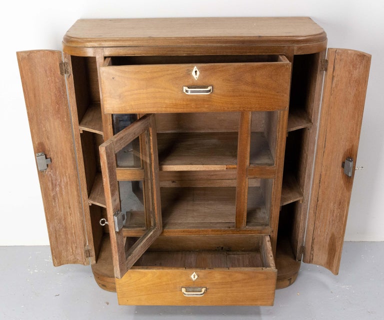 French Glass Cabinet or Little Vitrine Massive Teck, French, circa 1950 ...