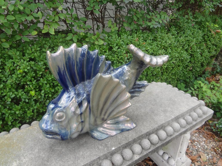 French Glazed Terracotta Fish Sculpture For Sale at 1stDibs