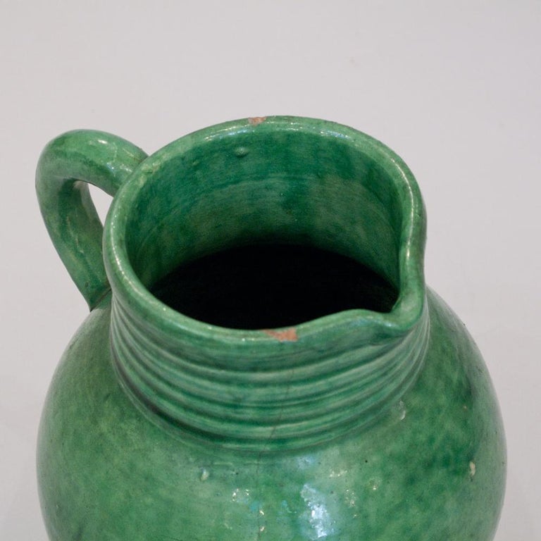 French Glazed Terracotta Green Pitcher from Biot Factory, 1950s at ...