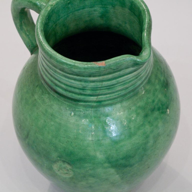 French Glazed Terracotta Green Pitcher from Biot Factory, 1950s at ...