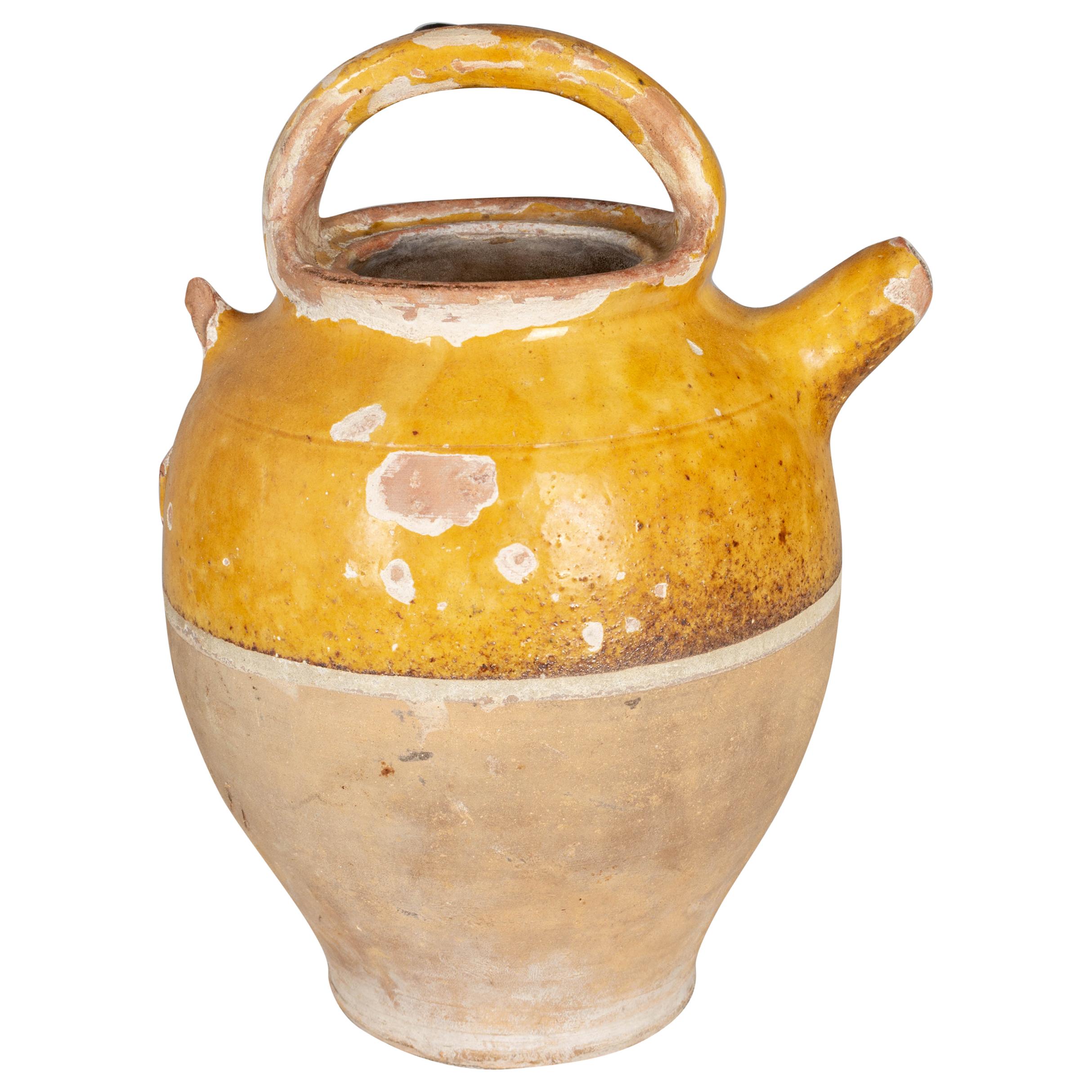 French Glazed Terracotta Jug For Sale at 1stDibs