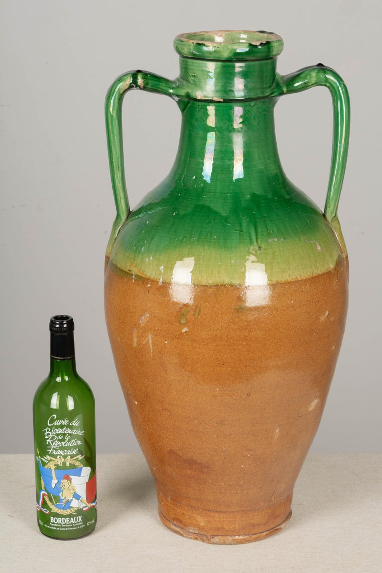 French Glazed Terracotta Pottery Water Vessel or Vase For Sale at 1stDibs