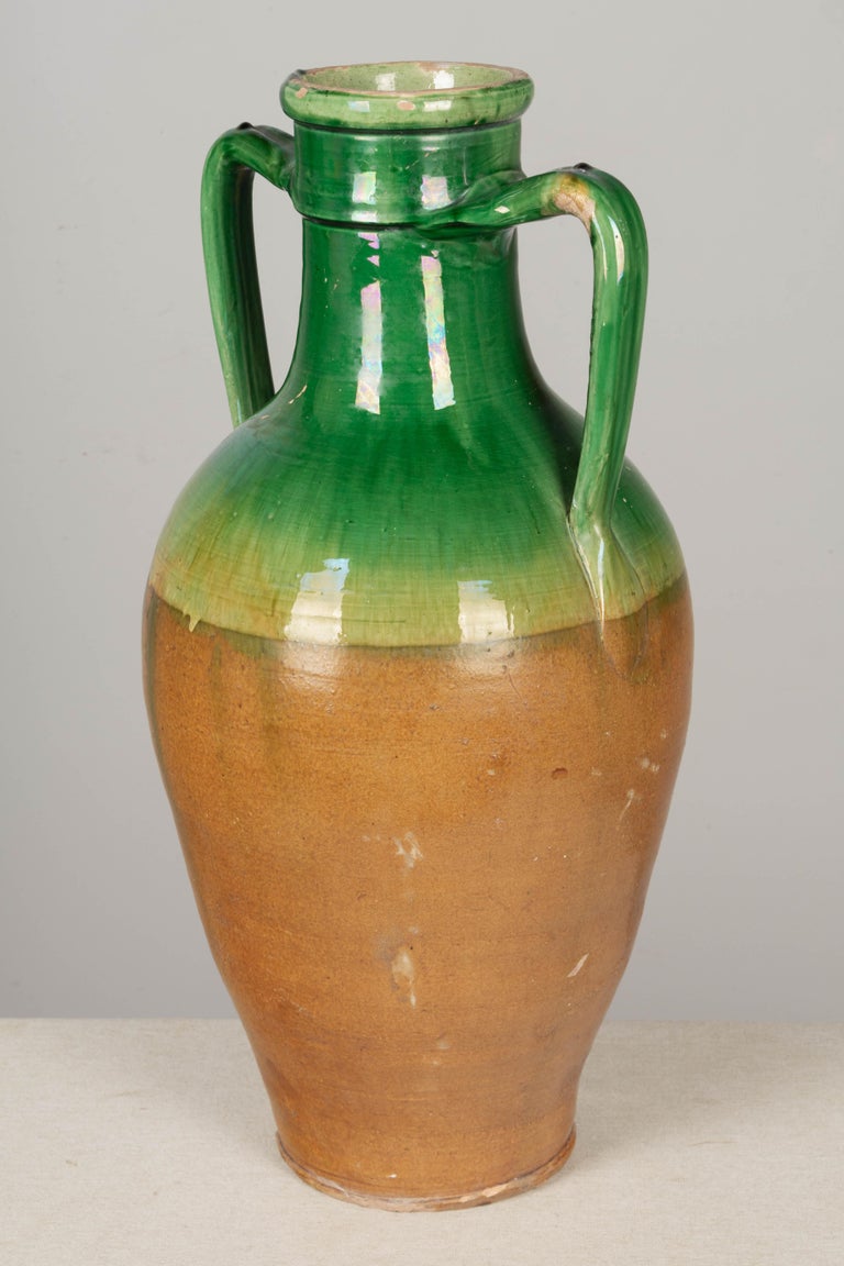 French Glazed Terracotta Pottery Water Vessel or Vase For Sale at 1stDibs