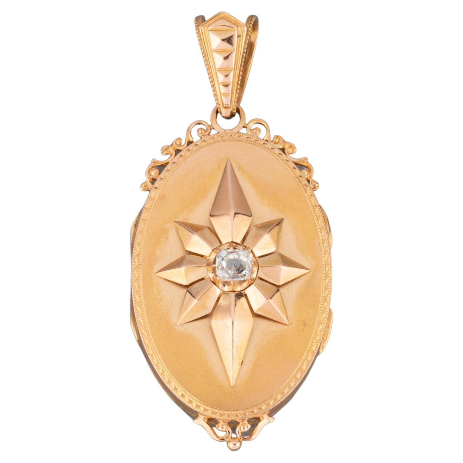 Antique Gold and Diamond Heart Locket Necklace at 1stDibs