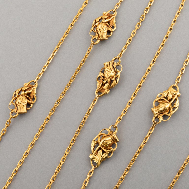 French Gold Antique Necklace For Sale at 1stDibs