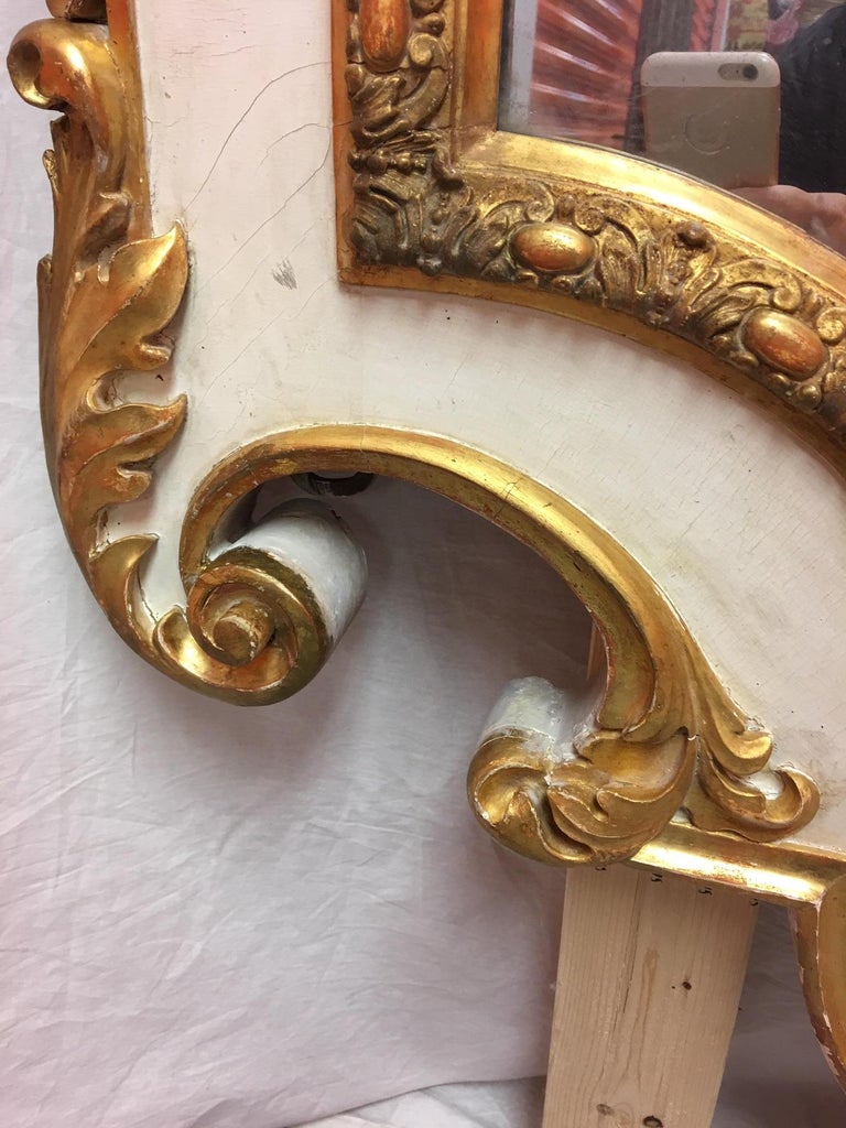French Gold Leaf and Cream Color Mirror, circa 1890 For Sale at 1stDibs