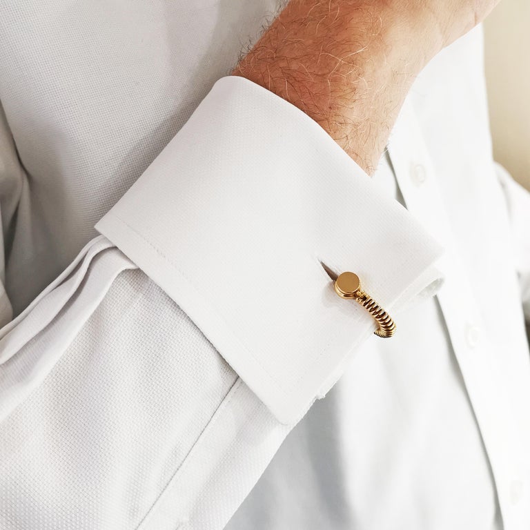 French Gold Spring Stirrup Cufflinks, circa 1950 For Sale at 1stDibs