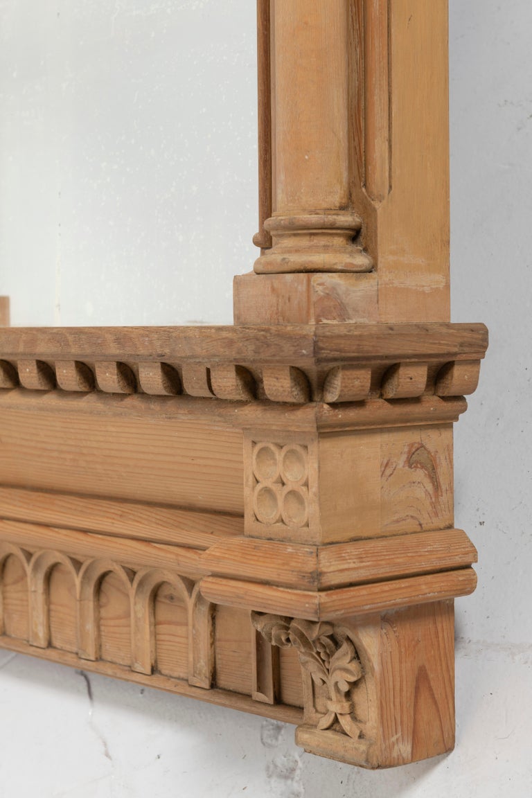 French Gothic Pine Mirror For Sale at 1stDibs