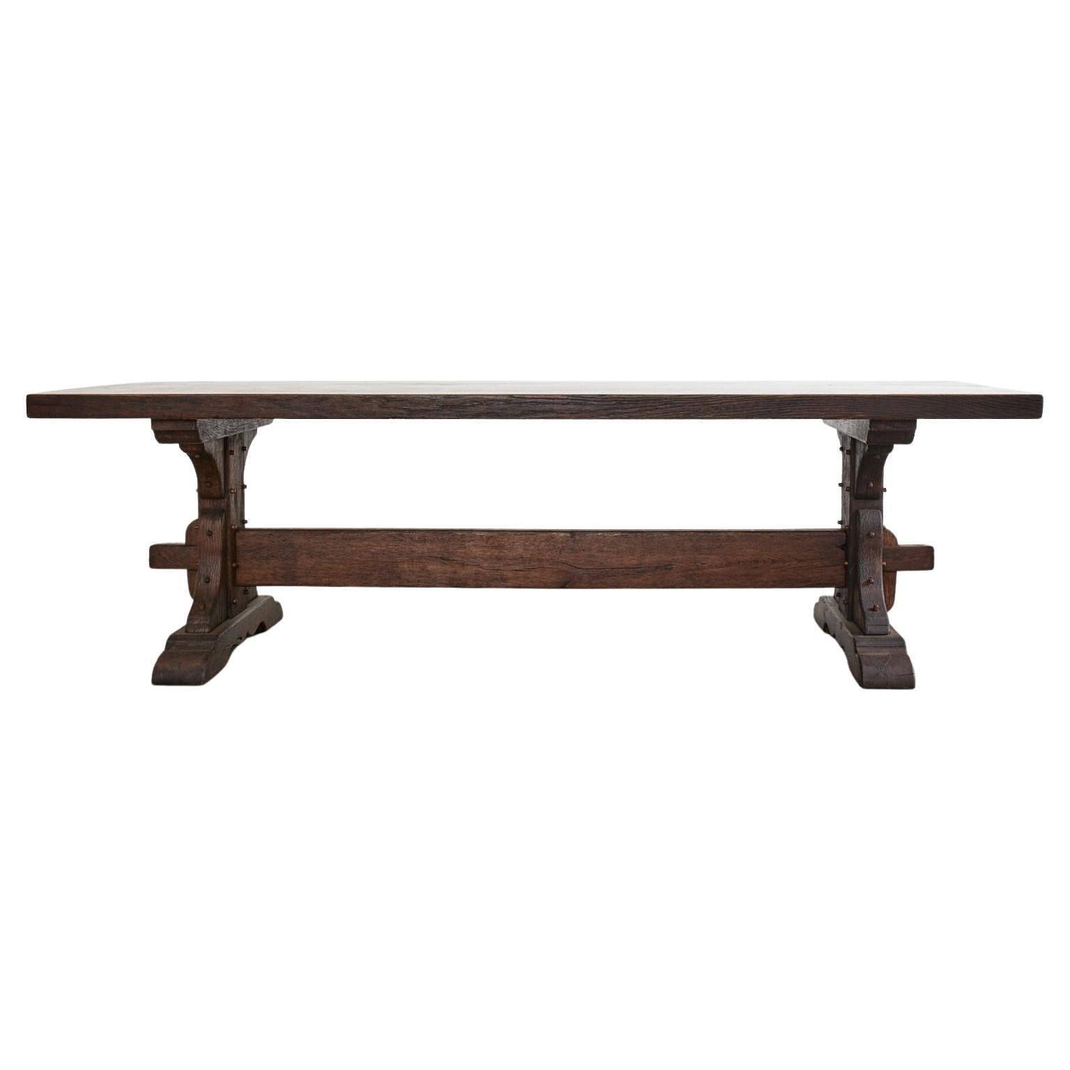 French Gothic Revival Style Monastery Trestle Dining Table at 1stDibs