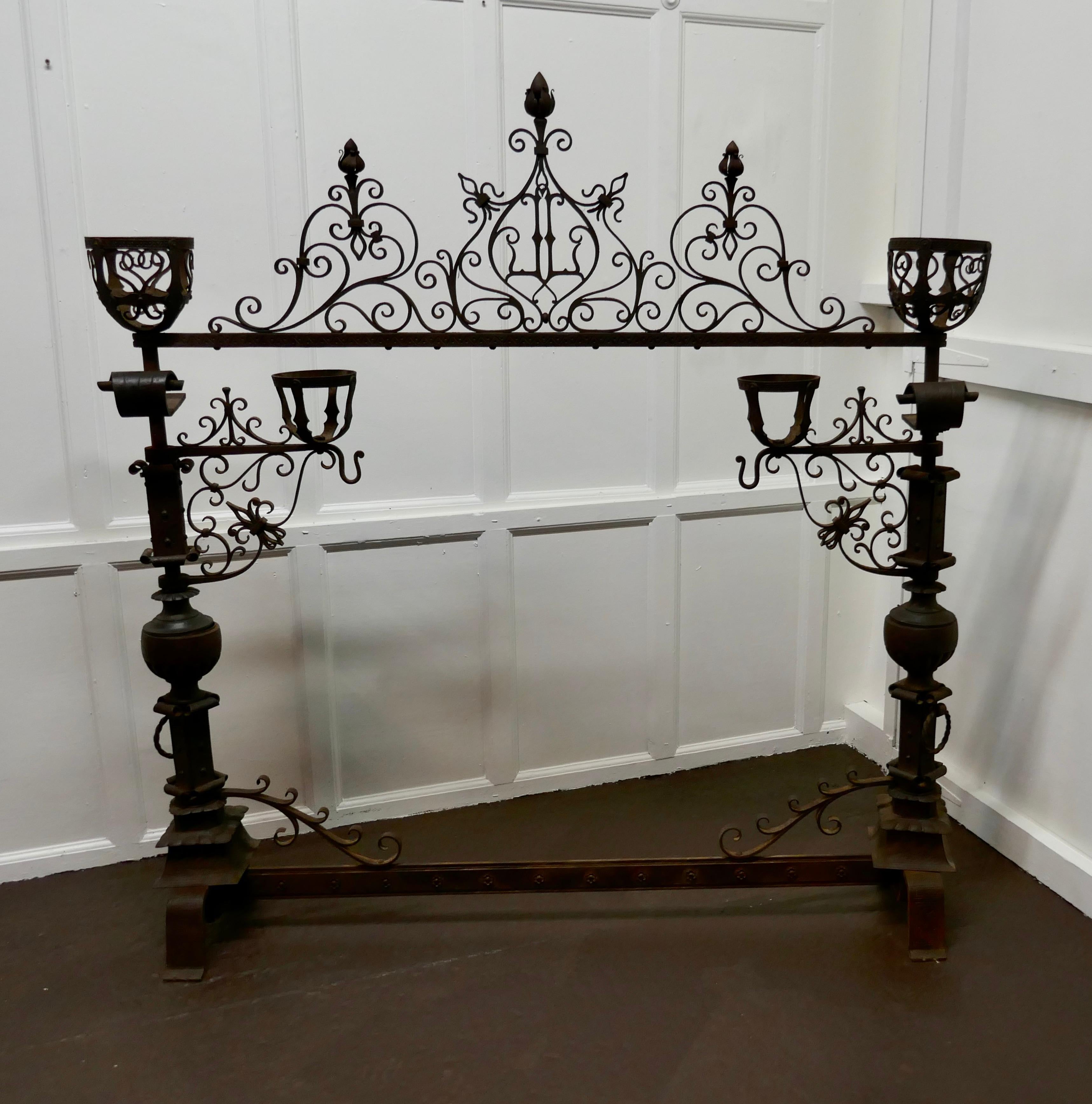 French Gothic Wrought Iron Manor House Fire Surround at 1stDibs