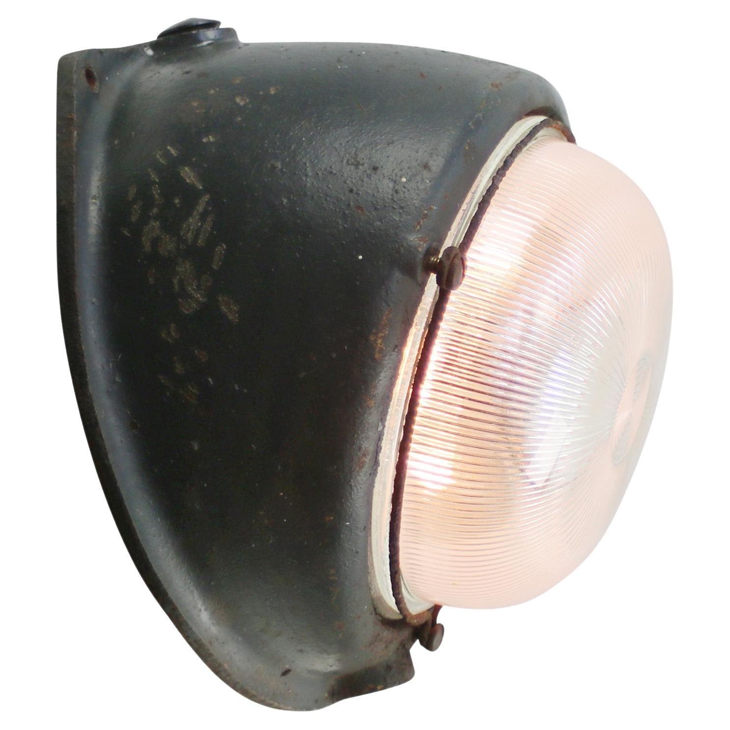 French Gray Cast Iron Industrial Holophane Glass Wall Lamp Scone by ...