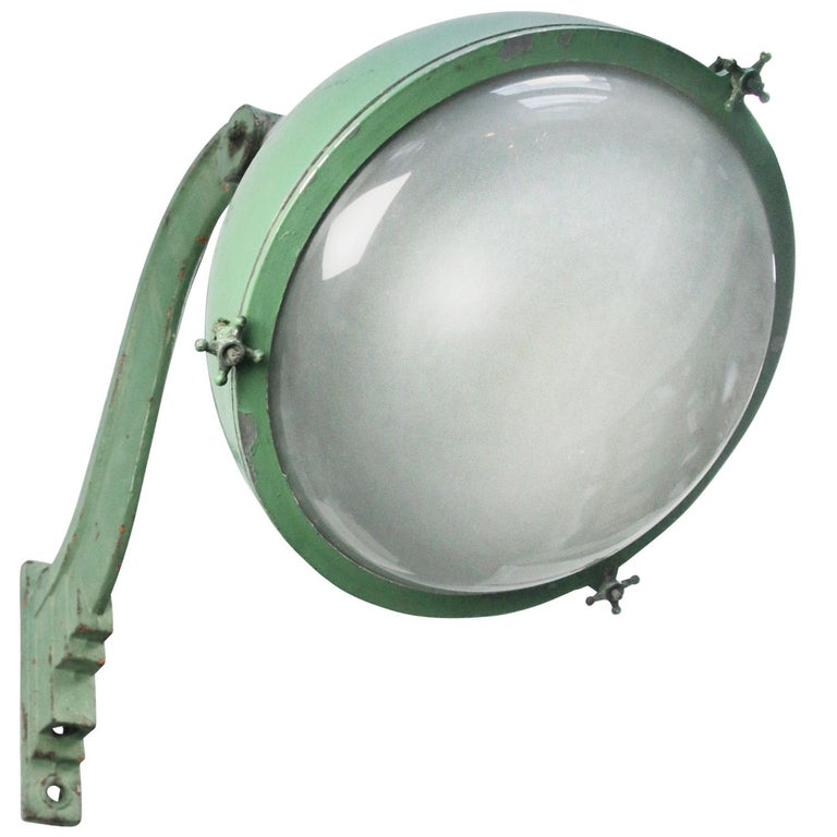 French Green Cast Iron Frosted Glass Streetlight by Sammode, France For ...