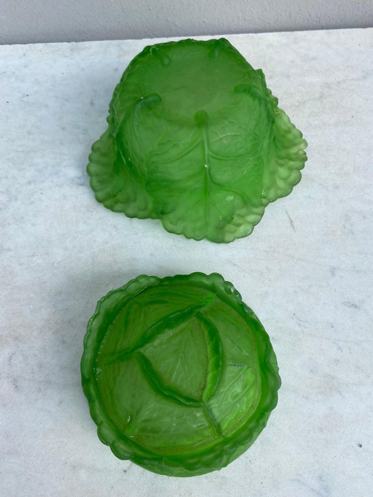 French Green Glass Cabbage Box, Circa 1960 For Sale at 1stDibs