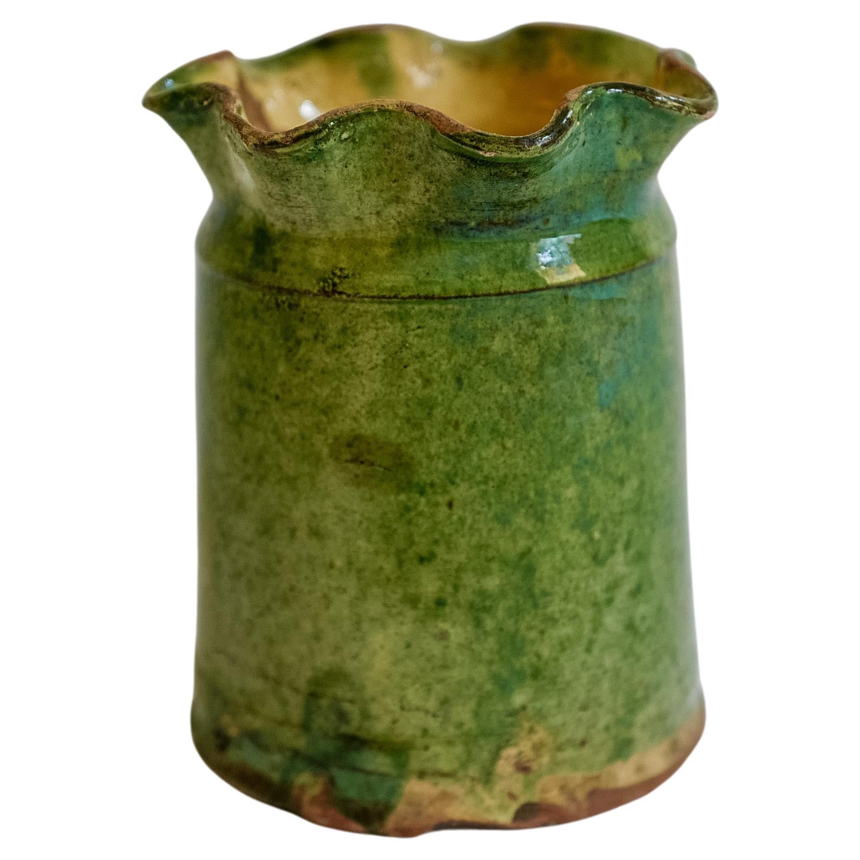 Brown and Green Glazed Ceramic Stoneware Vase For Sale at 1stDibs