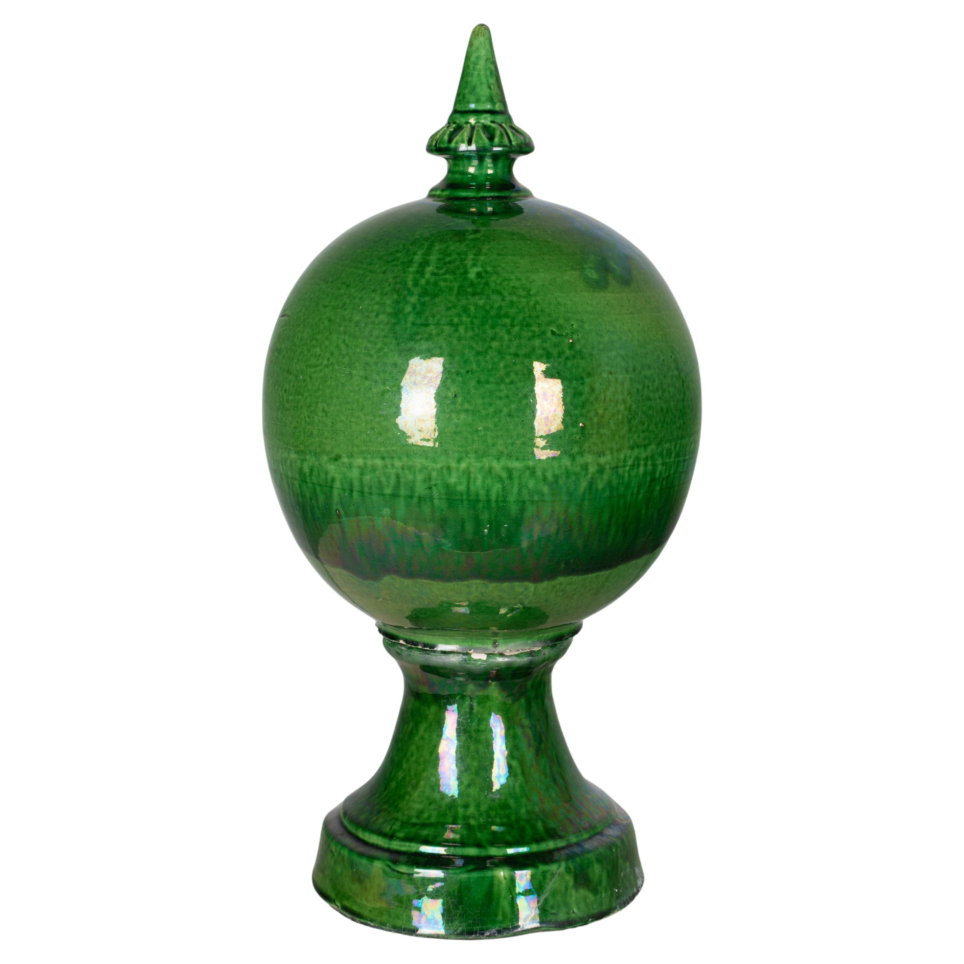 French Green Glazed Terracotta Finial For Sale at 1stDibs