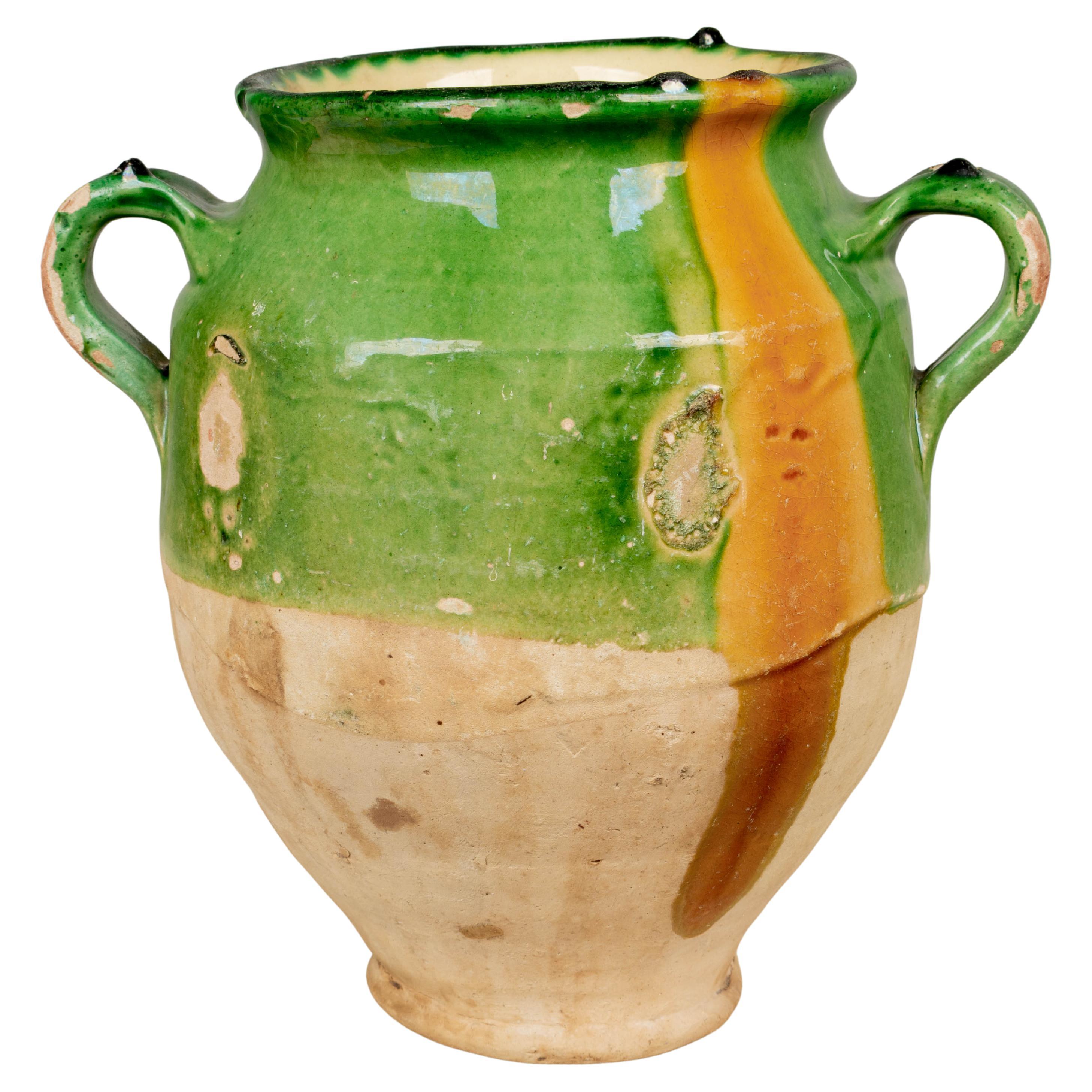 French Green Glazed Terracotta Pottery Vase or Cache Pot For Sale at ...