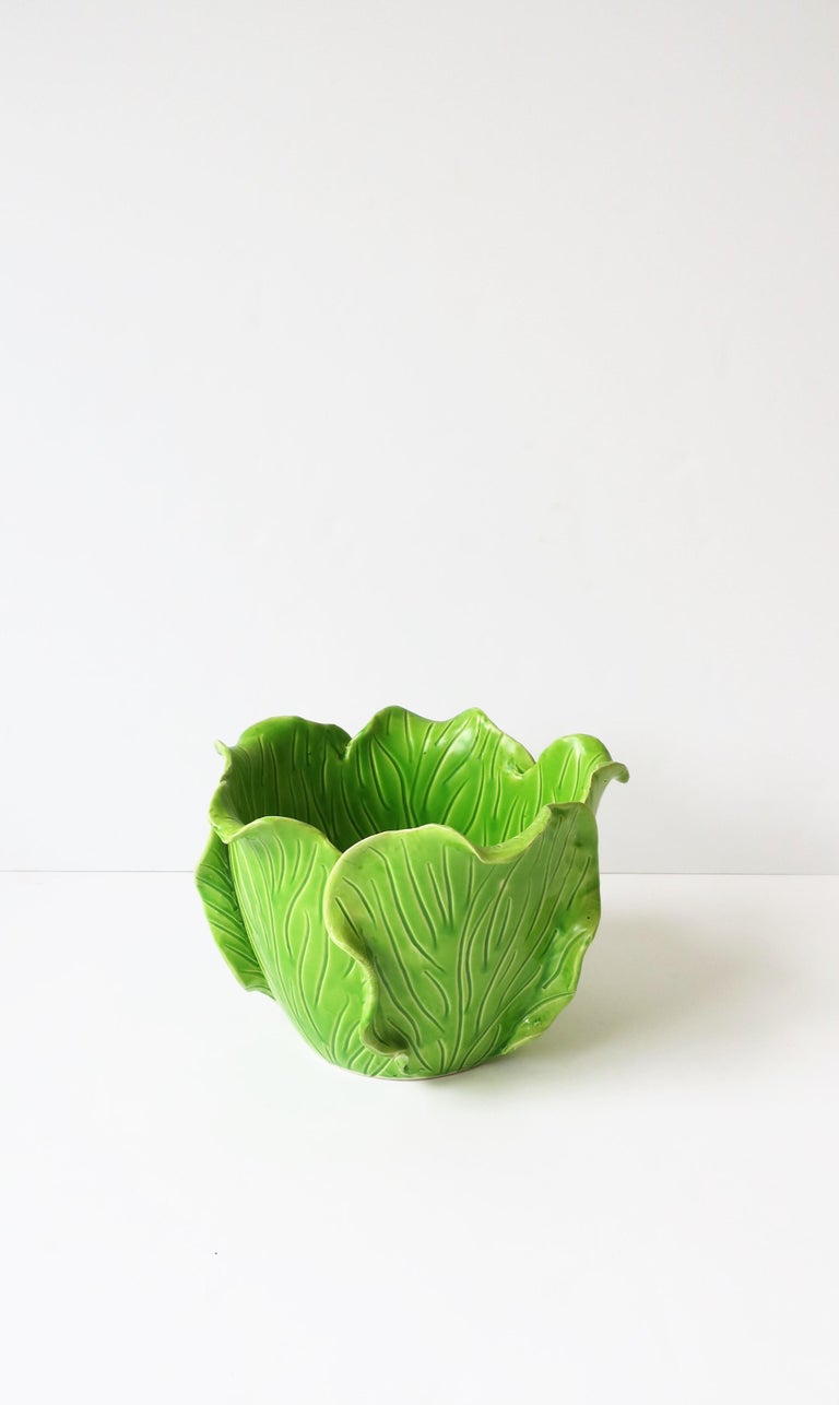 French Lettuce Leaf Cabbage Cachepot or Ice Bucket by Jean Roger, Paris ...