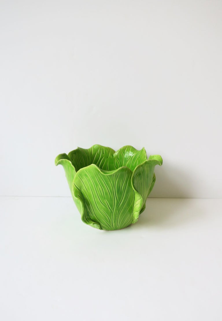 French Lettuce Leaf Cabbage Cachepot or Ice Bucket by Jean Roger, Paris ...