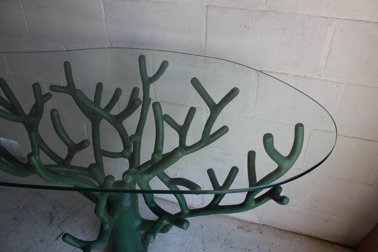 French Green Resin Tree Sculpture Table at 1stDibs