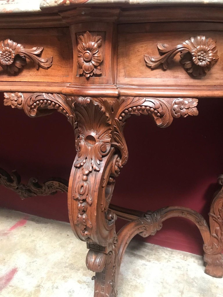 French Hand Carved Console Table For Sale at 1stDibs
