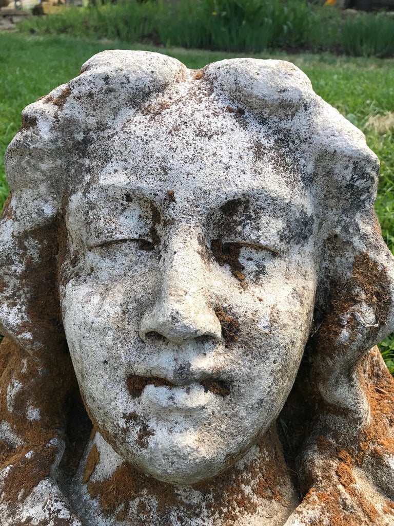 French Hand Carved Stone Head of the Virgin from the Croix Rouge, Lyon ...