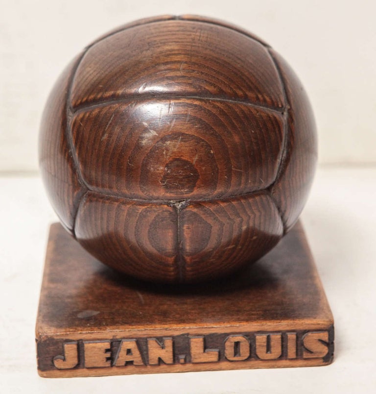 French Hand Carved Wood Soccer Ball Piggy Bank For Sale at 1stDibs ...
