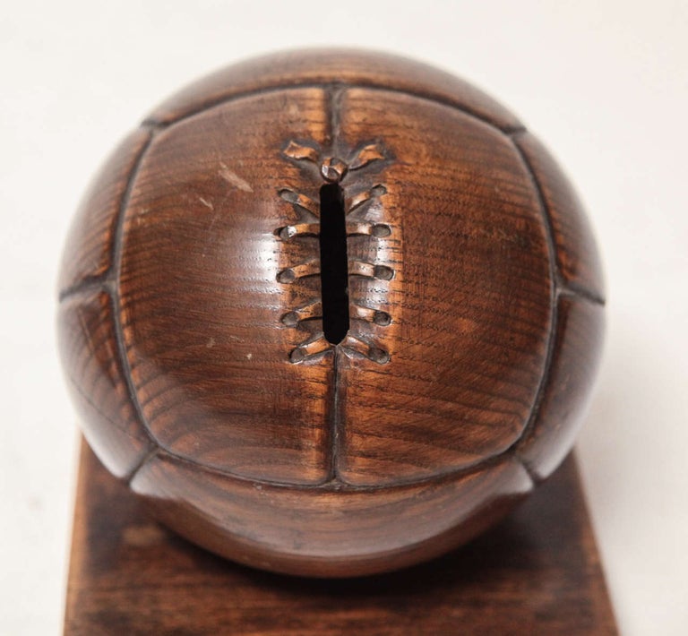 French Hand Carved Wood Soccer Ball Piggy Bank For Sale at 1stDibs ...