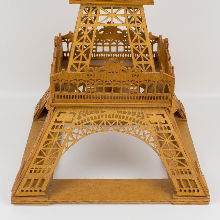 French Hand-Carved Wooden Eiffel Tower Model Miniature Sculpture For ...