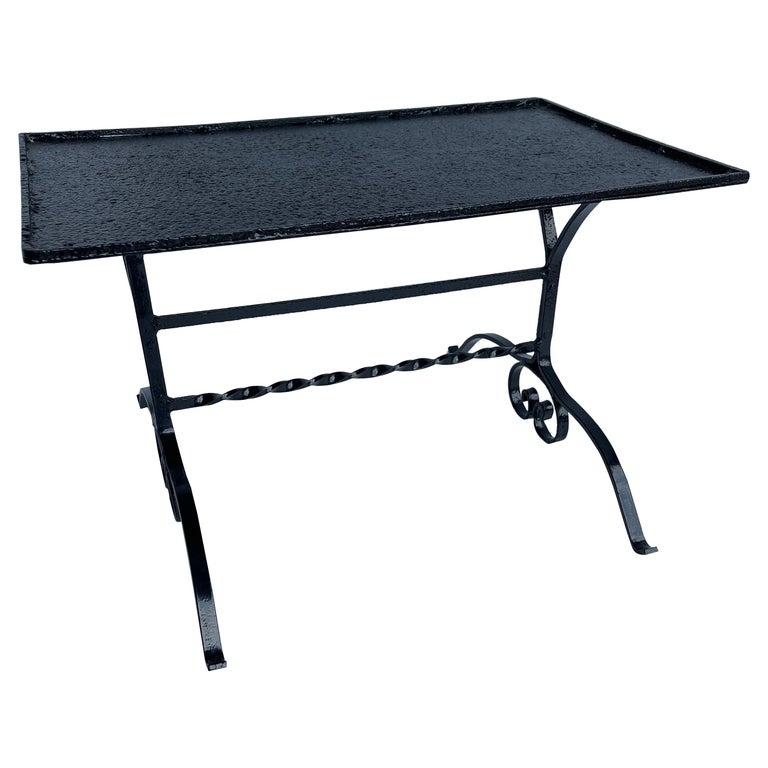French Hand Forged Iron Black Garden Bench, Early 20th Century For Sale ...
