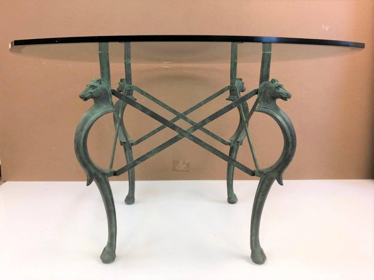 French Hand-Forged Patinated Iron Seahorse Table at 1stDibs