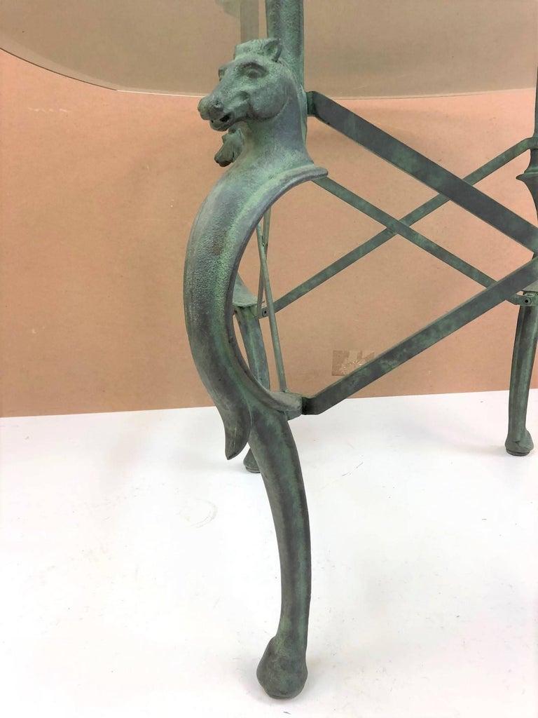 French Hand-Forged Patinated Iron Seahorse Table at 1stDibs