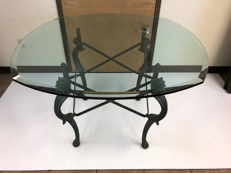 French Hand-Forged Patinated Iron Seahorse Table at 1stDibs