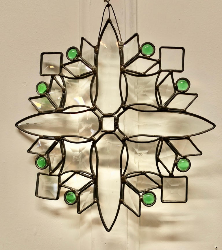 French Hand Made Antique Stained Glass Window Panel For Sale at 1stDibs